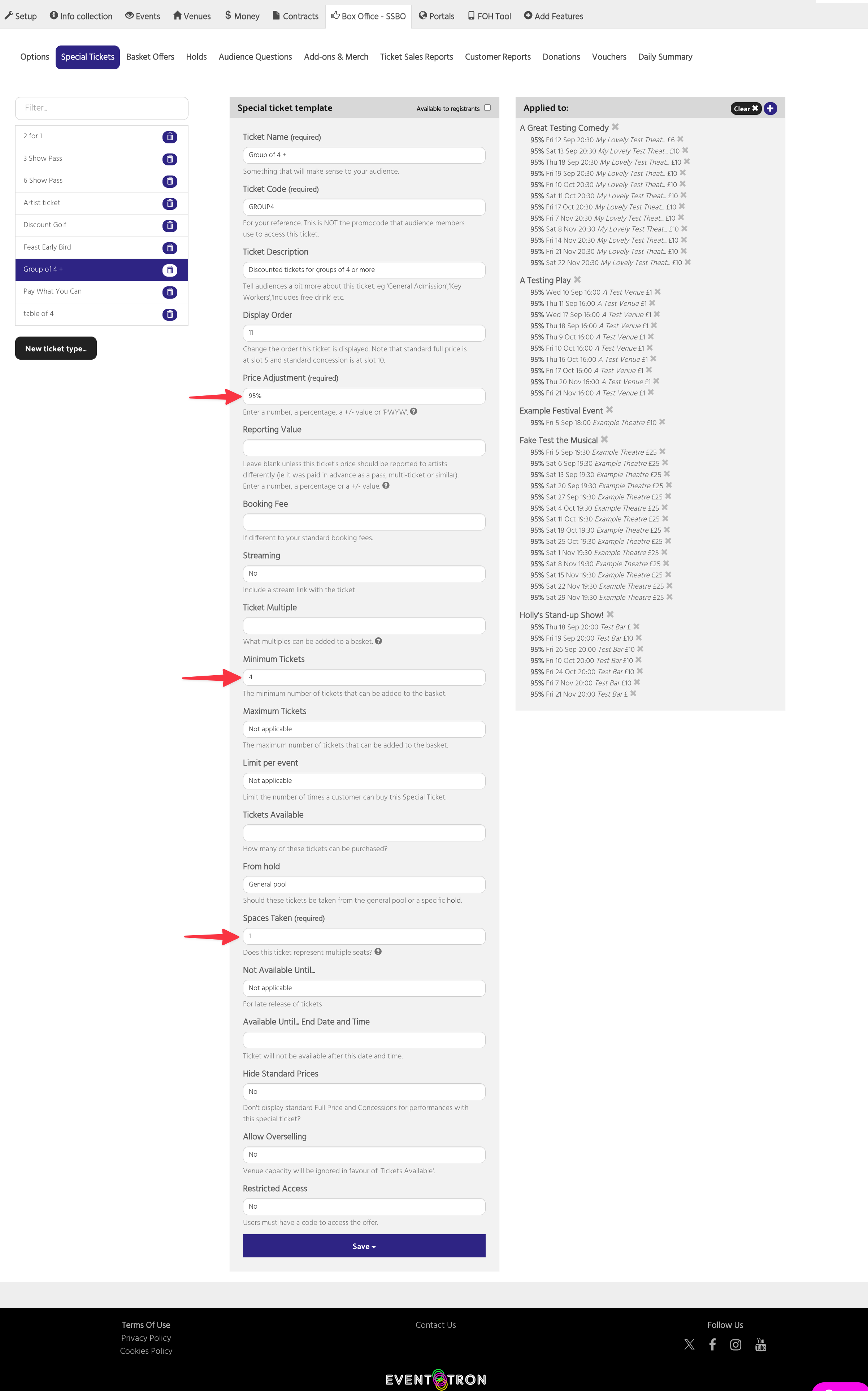 Special Tickets - Group Ticket Types – Eventotron Knowledge Base